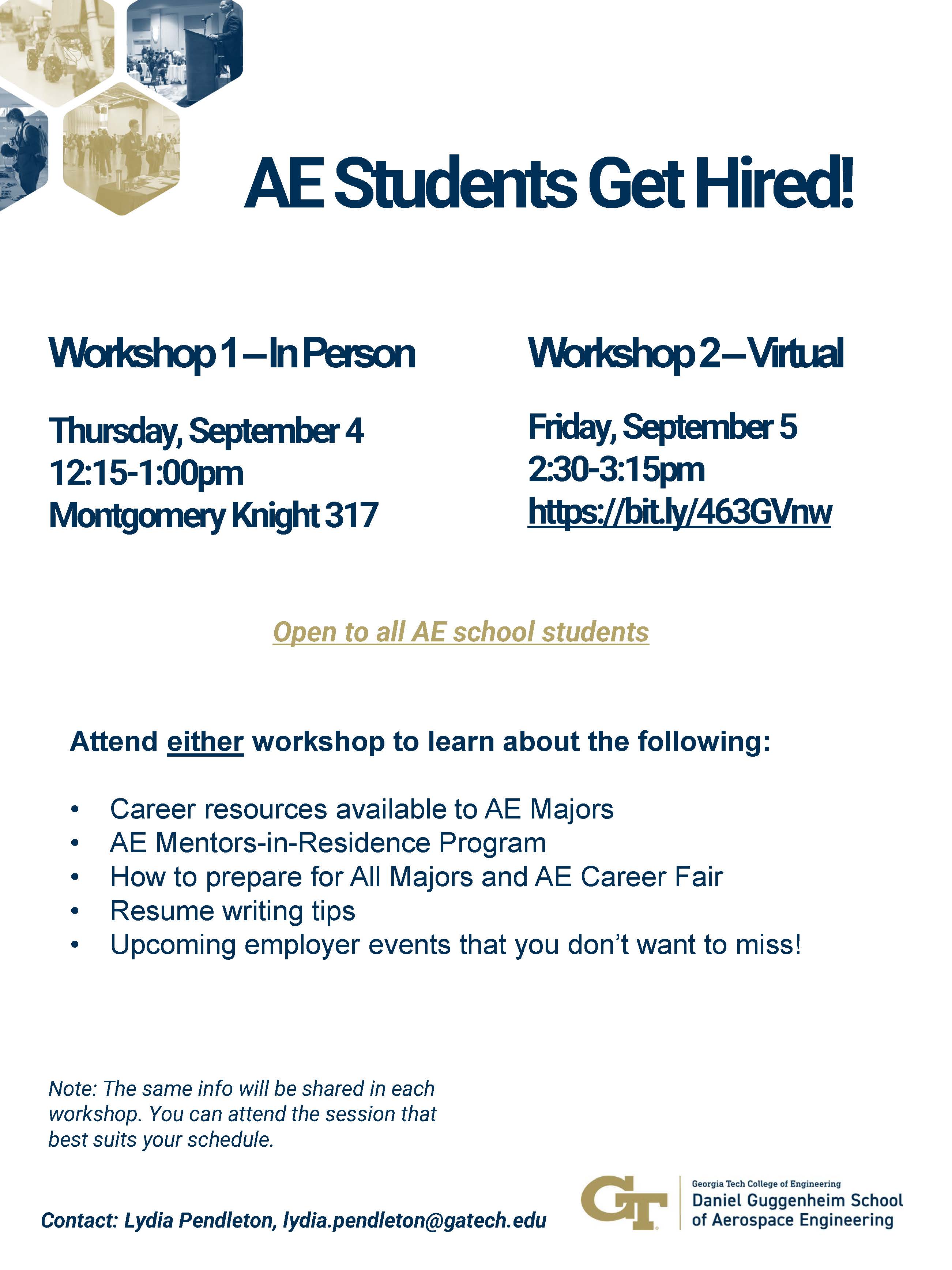 AE Career Workshop 2--AE Student Get Hired! -Virtual | Daniel Guggenheim School of Aerospace ...